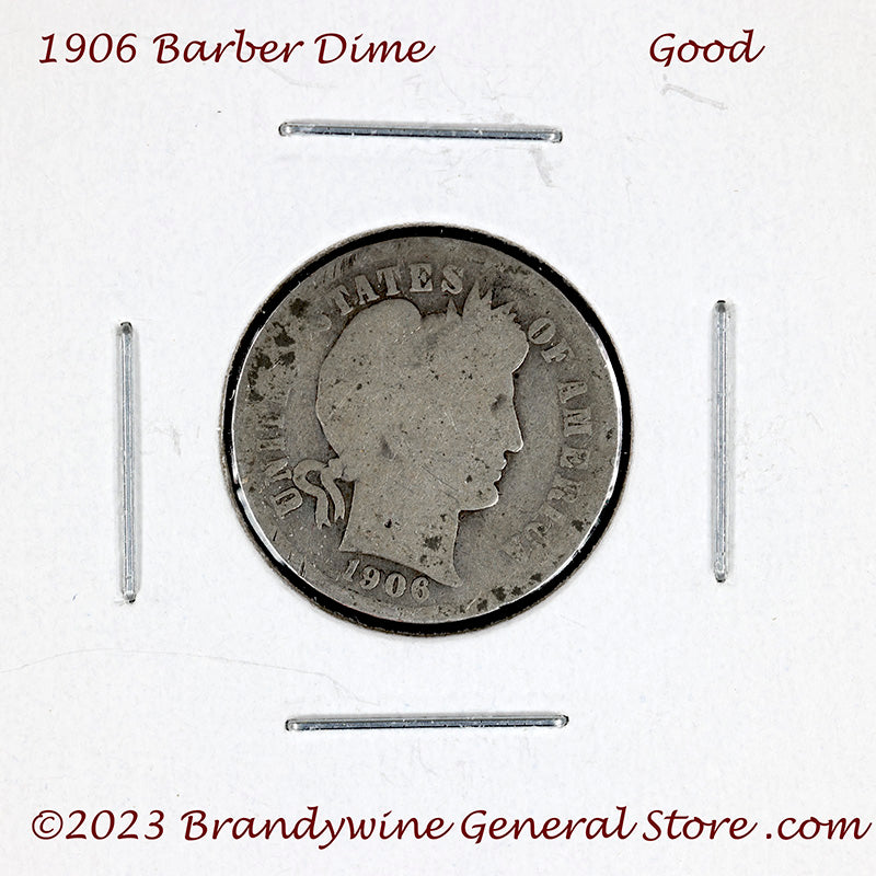 1906 Barber Silver Dime | Brandywine General Store