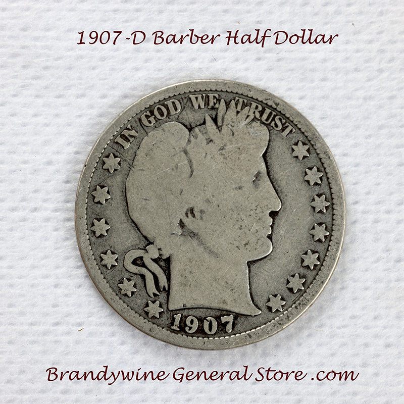 1907-D Barber Half Dollar | Brandywine General Store