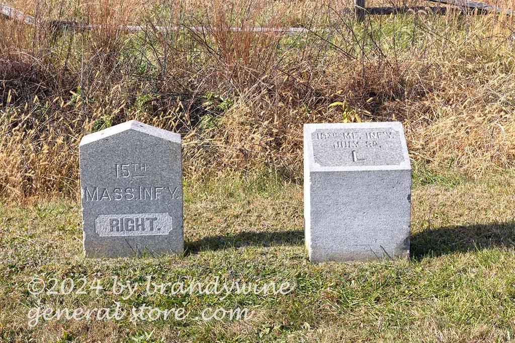 Massachusetts 15th right ME 19th left flank markers Gettysburg art pri ...