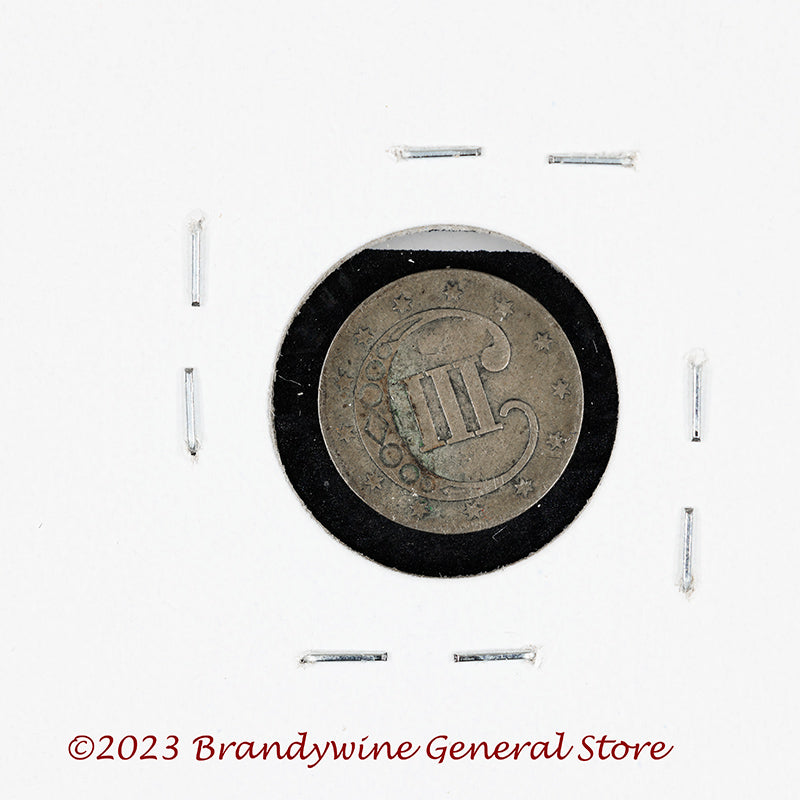 1852 Silver Three Cent Trime Fine | Brandywine General Store