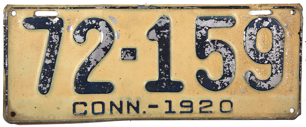 1920 Connecticut single License Plate | Brandywine General Store