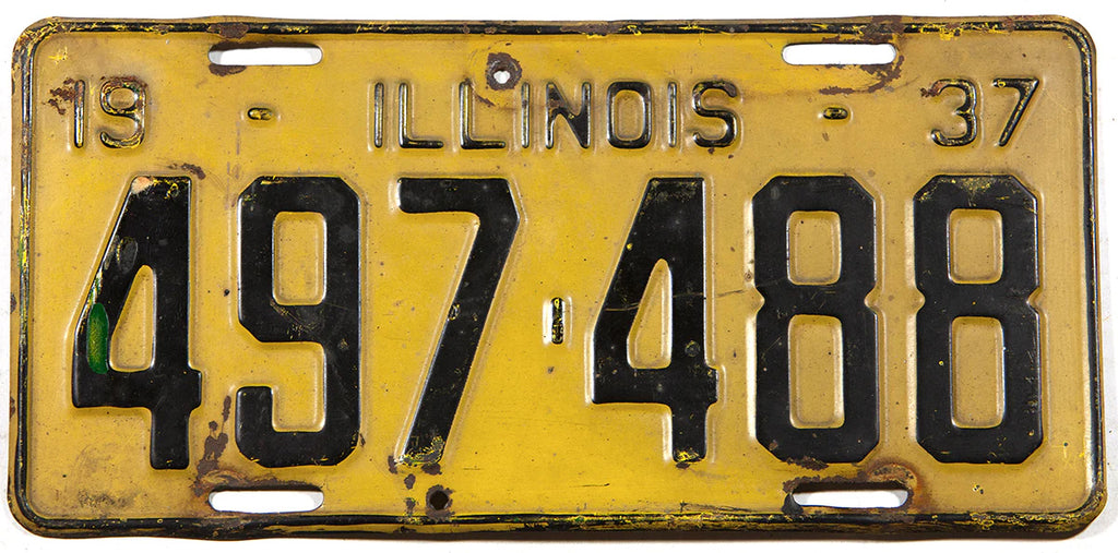 1937 Illinois single License Plate | Brandywine General Store