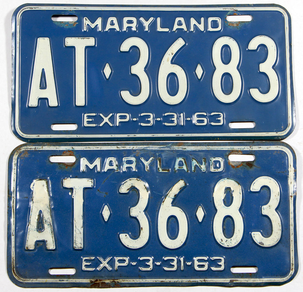 1963 Maryland License Plates | Brandywine General Store