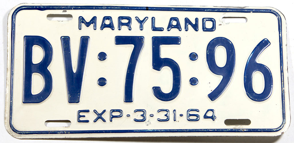 1964 Maryland Single License Plate | Brandywine General Store