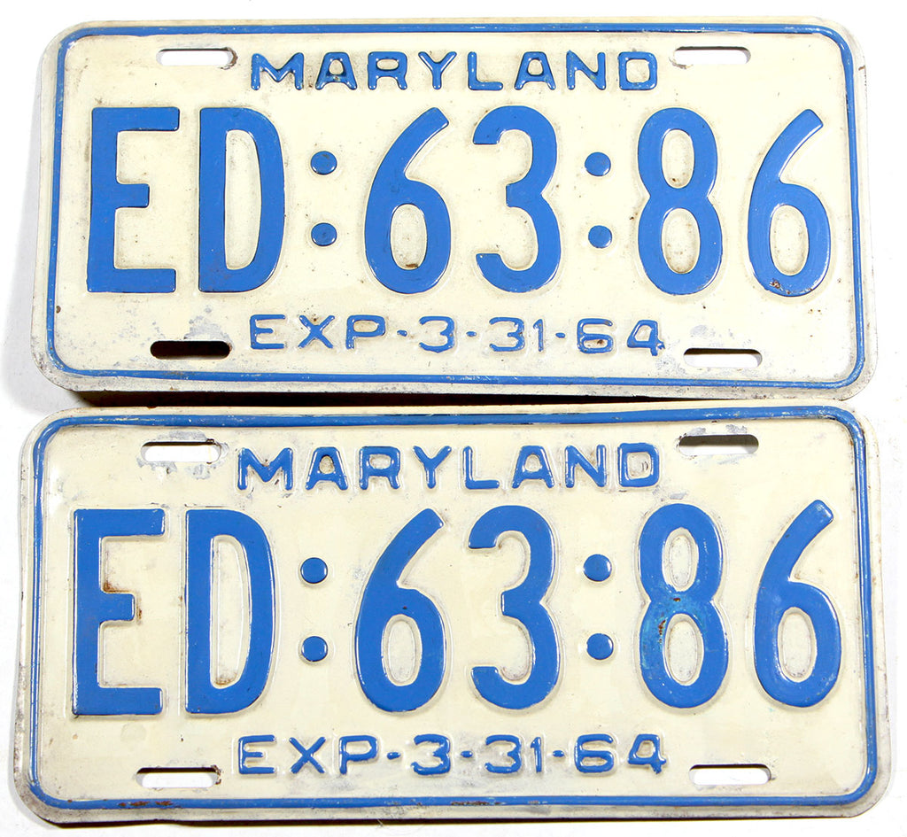 1964 Maryland License Plates | Brandywine General Store