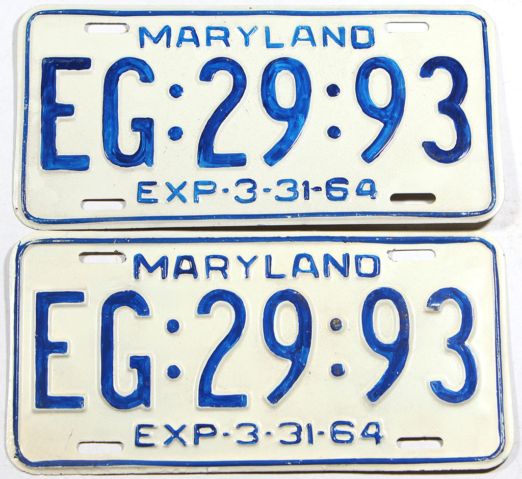 1964 Maryland License Plates | Brandywine General Store