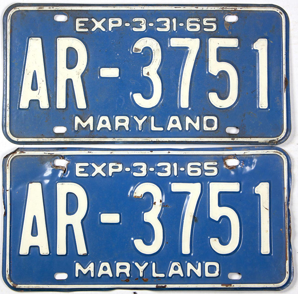 1965 Maryland License Plates | Brandywine General Store
