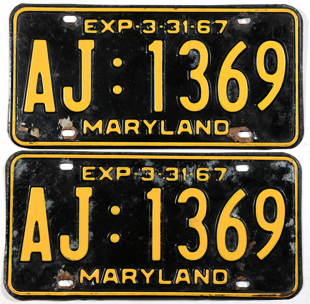 1967 Maryland License Plates | Brandywine General Store