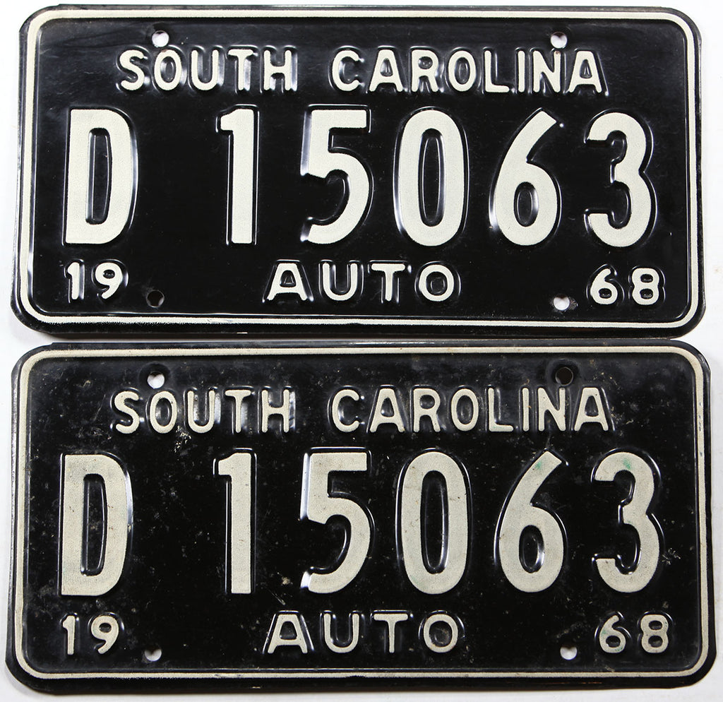 1968 South Carolina License Plates | Brandywine General Store