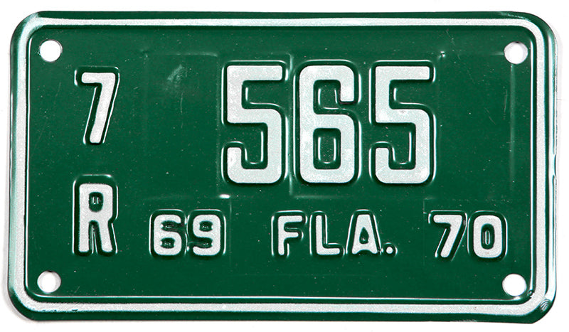 1969 - 70 Florida Motorcycle License Plate | Brandywine General Store