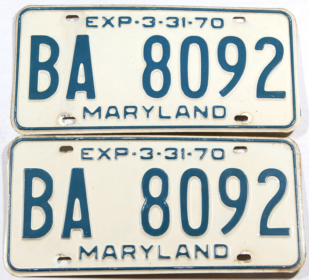 1970 Maryland License Plates | Brandywine General Store