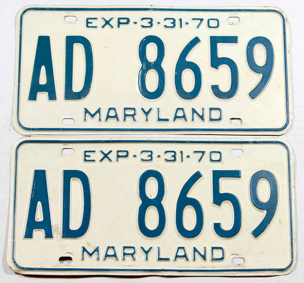 1970 Maryland License Plates | Brandywine General Store