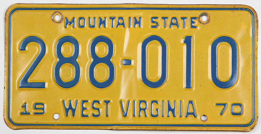 1970 West Virginia License Plate | Brandywine General Store