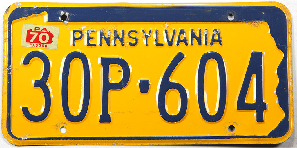 1970 Pennsylvania License Plate Lower Grades | Brandywine General Store