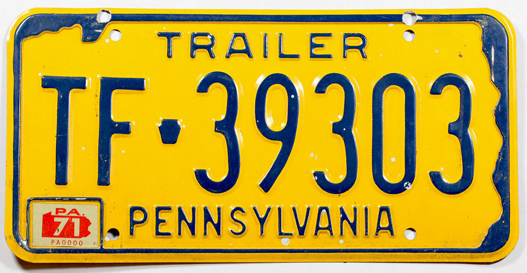 1971 Pennsylvania Trailer License Plate | Brandywine General Store