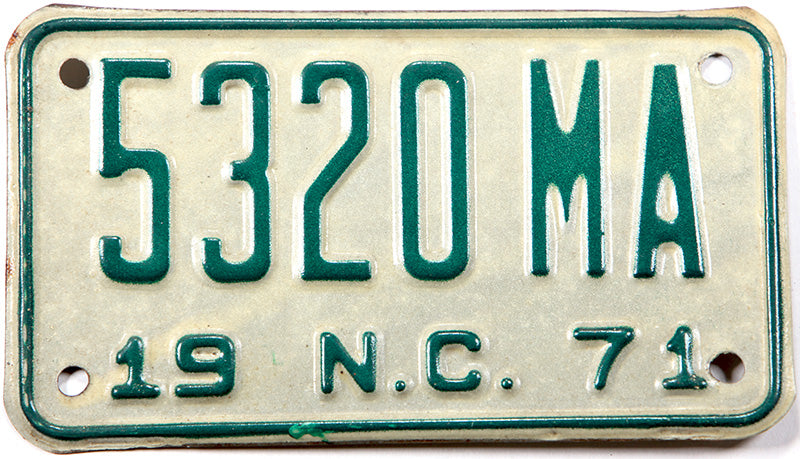 1971 North Carolina Motorcycle License Plate | Brandywine General Store