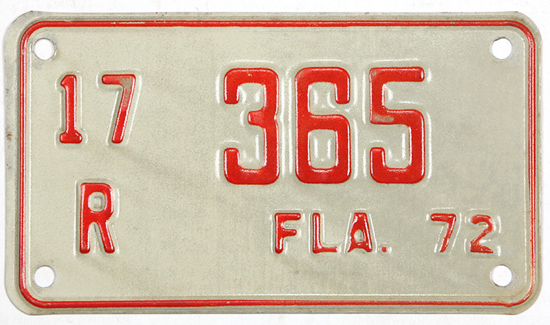 1972 Florida Motorcycle License Plate | Brandywine General Store
