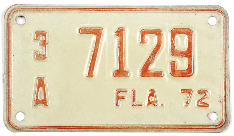 1972 Florida Motorcycle License Plate | Brandywine General Store