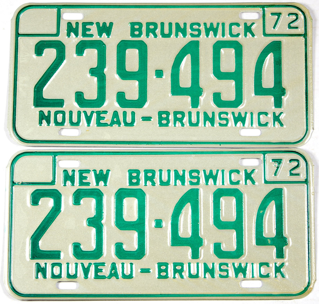 1972 New Brunswick License Plates | Brandywine General Store