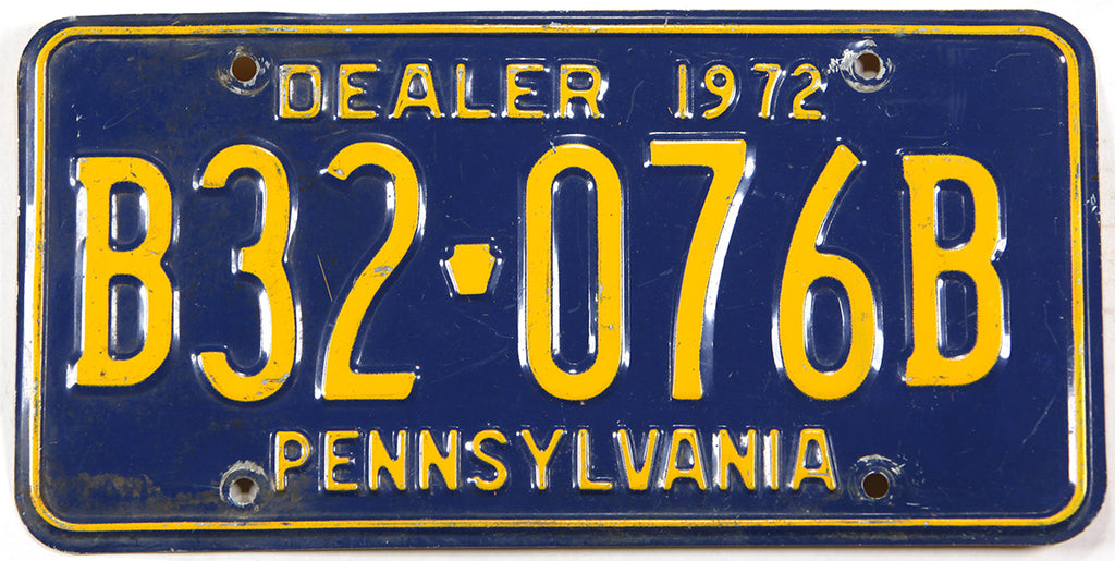 1972 Pennsylvania Dealer License Plate | Brandywine General Store