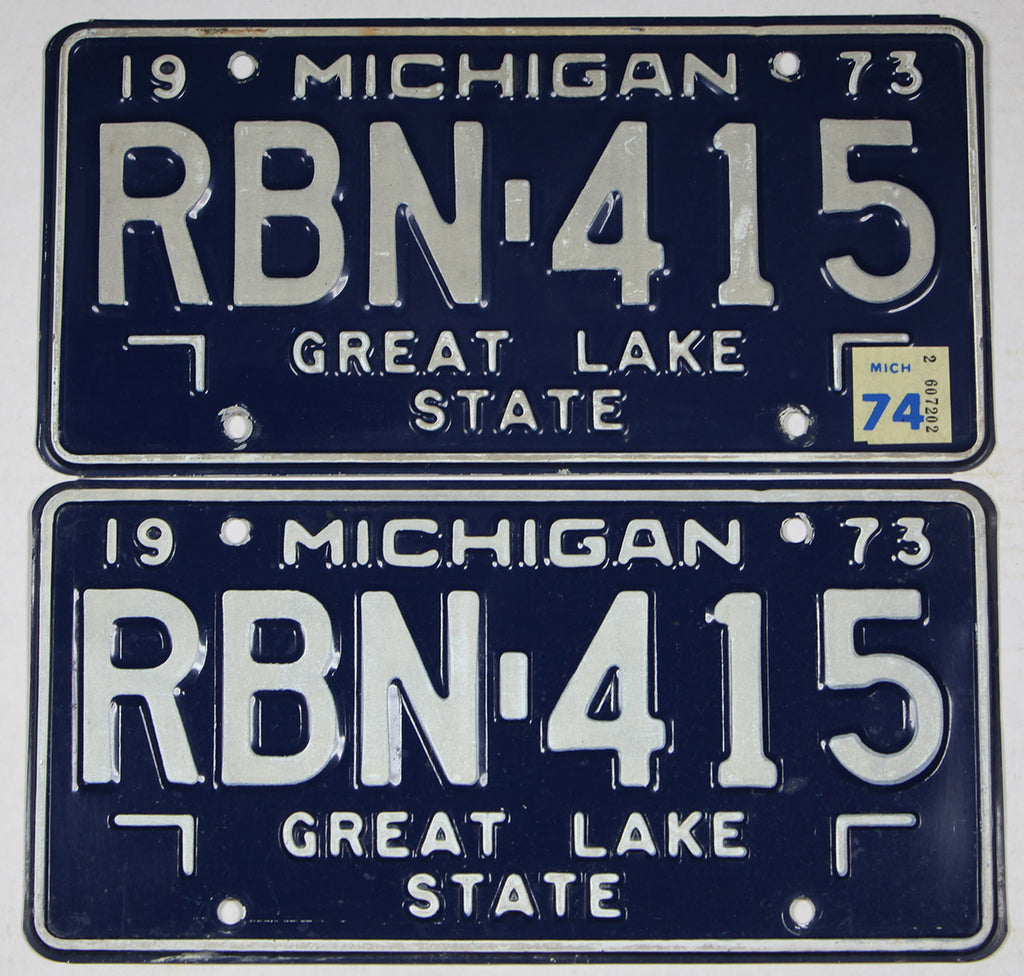 1974 Michigan License Plates | Brandywine General Store