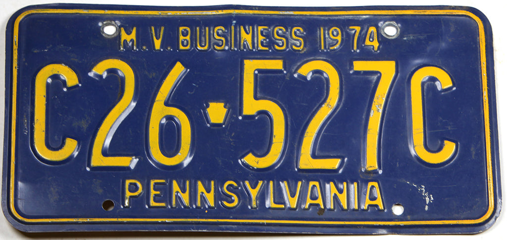 1974 Pennsylvania MV Business License Plate | Brandywine General Store