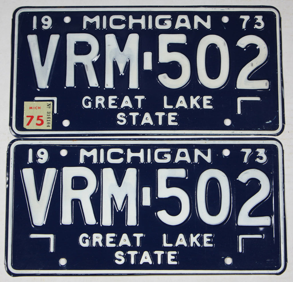 1975 Michigan Steel License Plates | Brandywine General Store