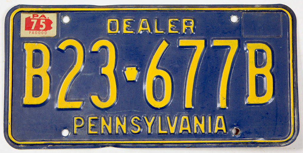 1975 Pennsylvania Dealer License Plate | Brandywine General Store