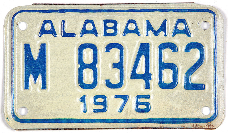 1976 Alabama Motorcycle License Plate | Brandywine General Store