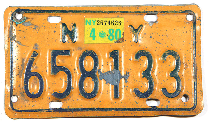 1980 New York Motorcycle License Plate | Brandywine General Store