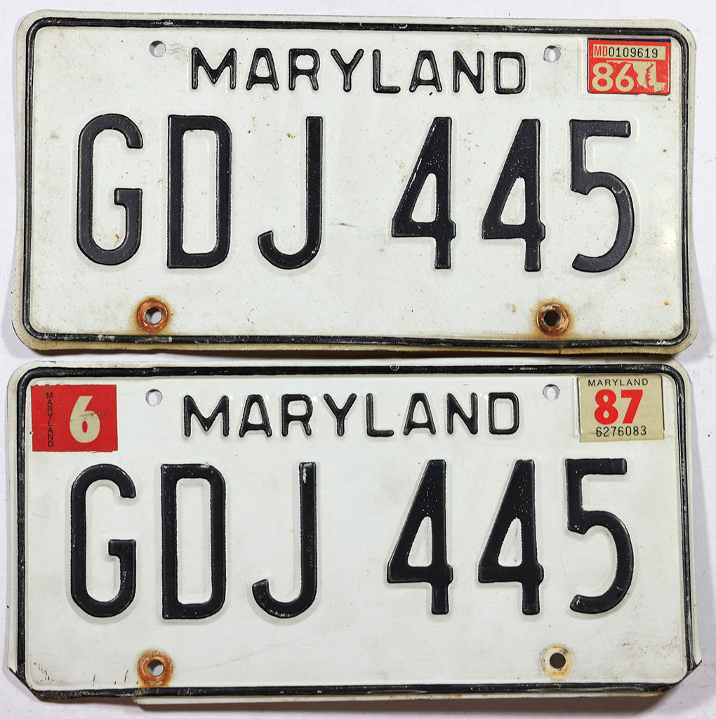 1986 Maryland License Plates | Brandywine General Store