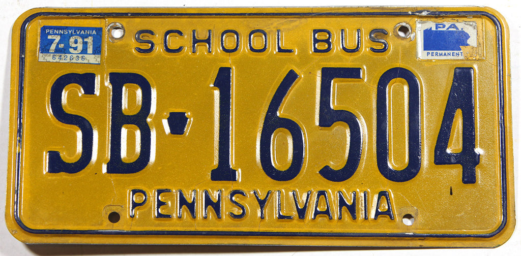 1991 Pennsylvania School Bus license plate | Brandywine General Store