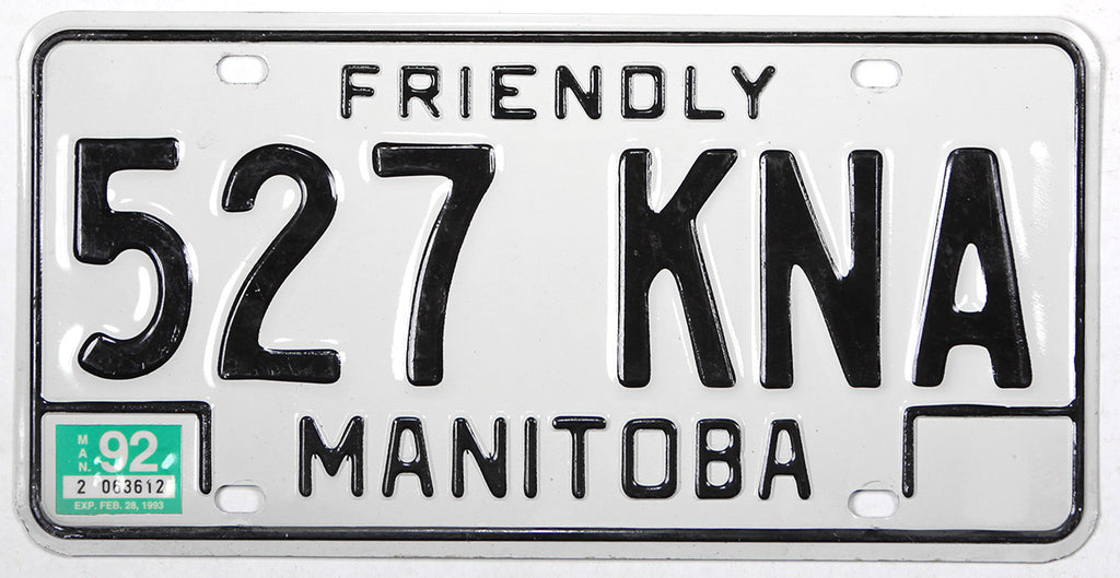 1992 Manitoba License Plate | Brandywine General Store