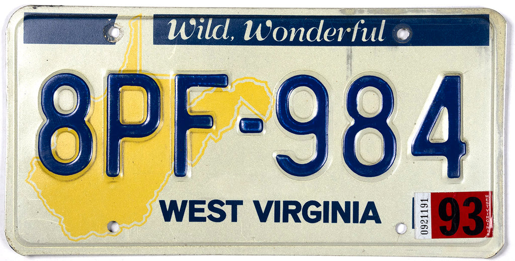 1993 West Virginia license plate | Brandywine General Store