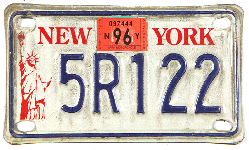 1996 New York Motorcycle License Plate | Brandywine General Store