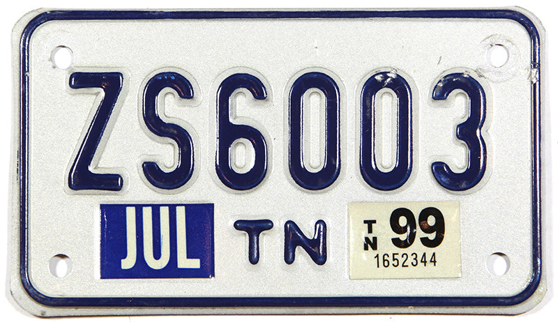 1999 Tennessee Motorcycle License Plate | Brandywine General Store