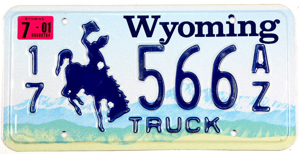 2001 Wyoming Single Truck License Plate | Brandywine General Store