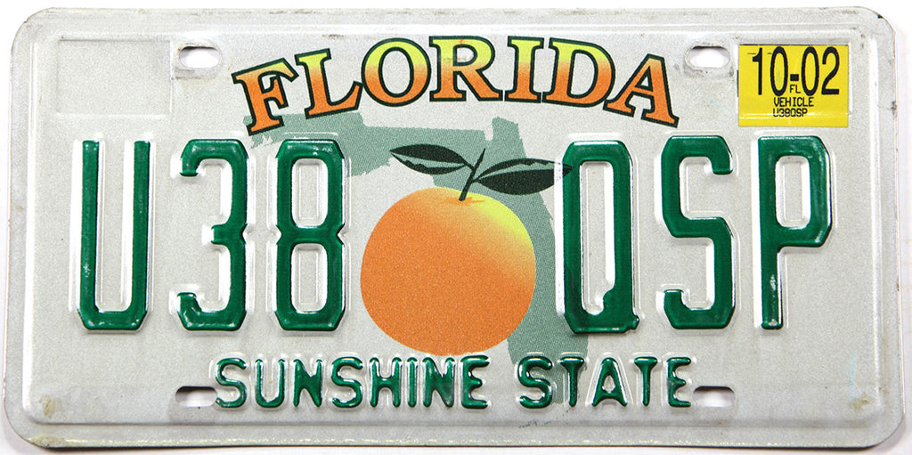 2002 Florida License Plate with Orange | Brandywine General Store