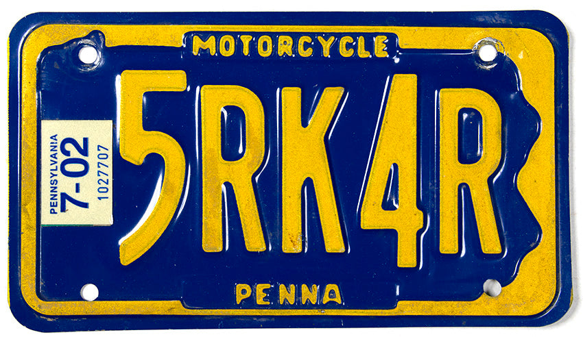 2002 Pennsylvania Motorcycle License Plate | Brandywine General Store