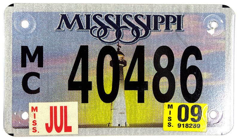 2009 Mississippi Motorcycle Lighthouse License Plate | Brandywine ...