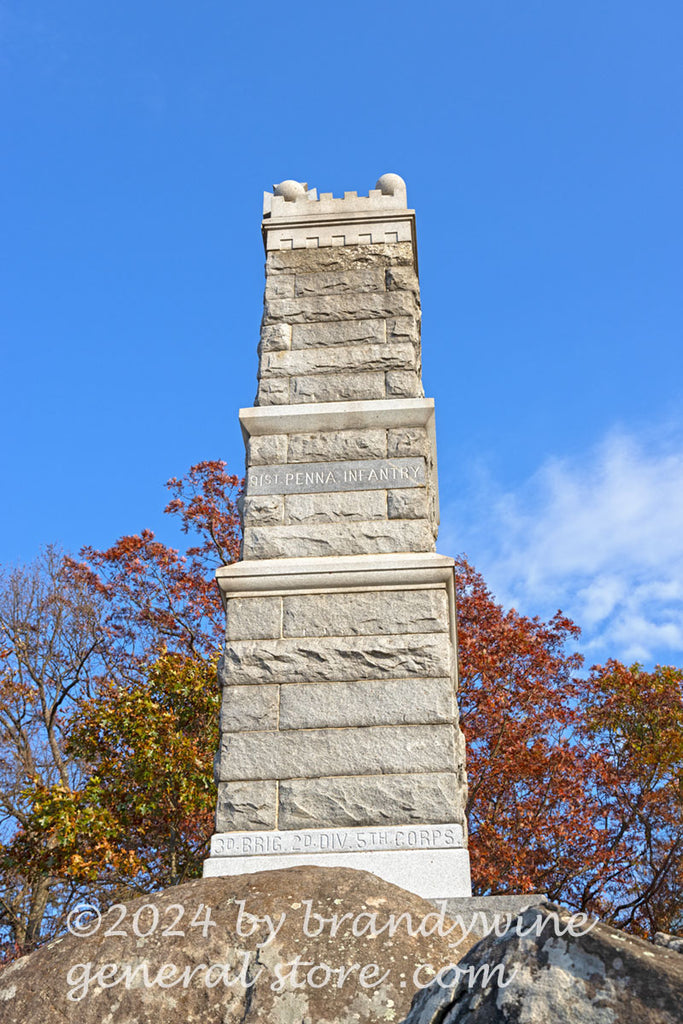 Pennsylvania 91st Infantry Gettysburg monument Little Round Top print ...