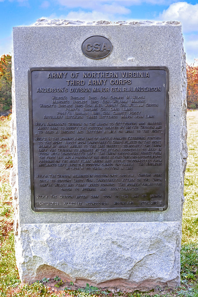 Third Army Corps CSA Monument Gettysburg art print | Brandywine General ...