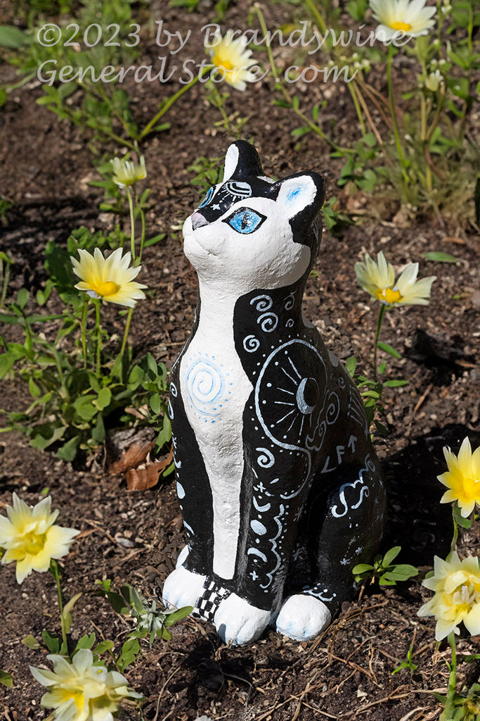 Astro Cat in Midst of Yellow Flowers art print | Brandywine General Store