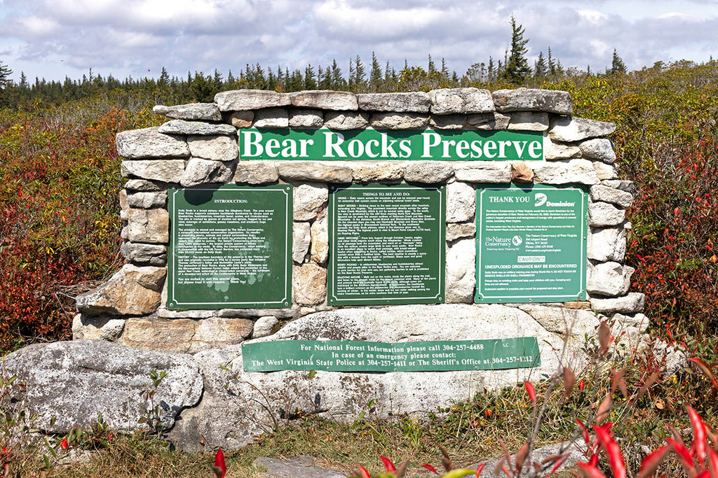 Bear Rocks Preserve Sign in Dolly Sods WV art print | Brandywine ...