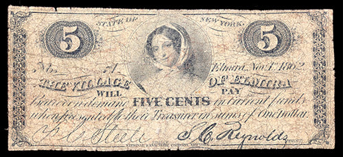 Elmira NY Obsolete Money five cents change Note 1862 | Brandywine ...