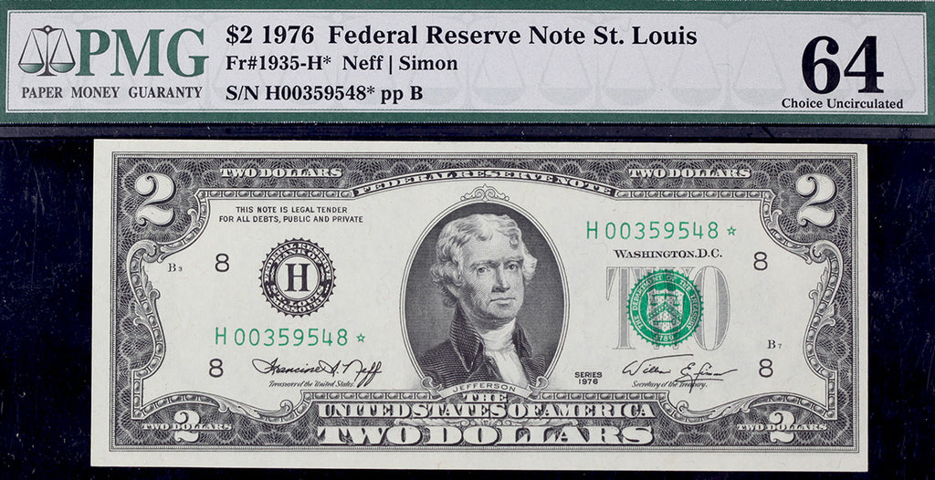 Fr 1935-H* Two Dollar Federal Reserve Star Note Series 1976 PMG 64 ...
