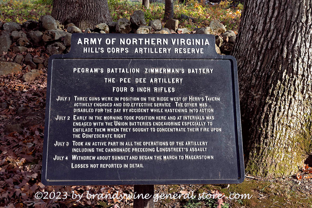 Pee Dee Artillery Marker Seminary Ridge Gettysburg art print ...