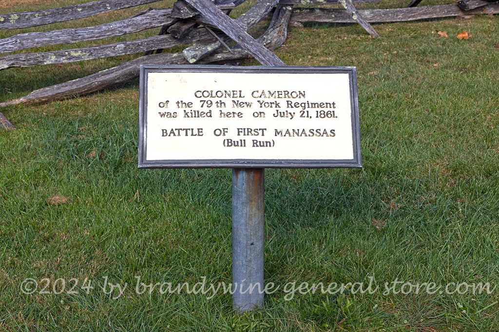 Colonel Cameron of NY marker Manassas National Battlefield Park print ...