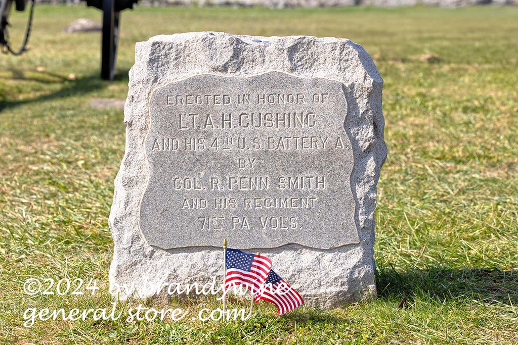 Lieutenant Alonzo Cushing 4th US artillery monument Gettysburg print ...