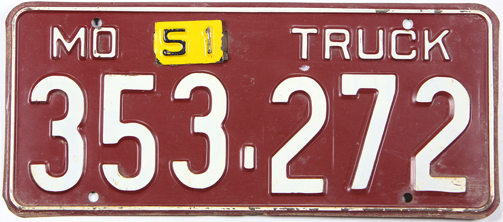 1951 Missouri truck license plate | Brandywine General Store